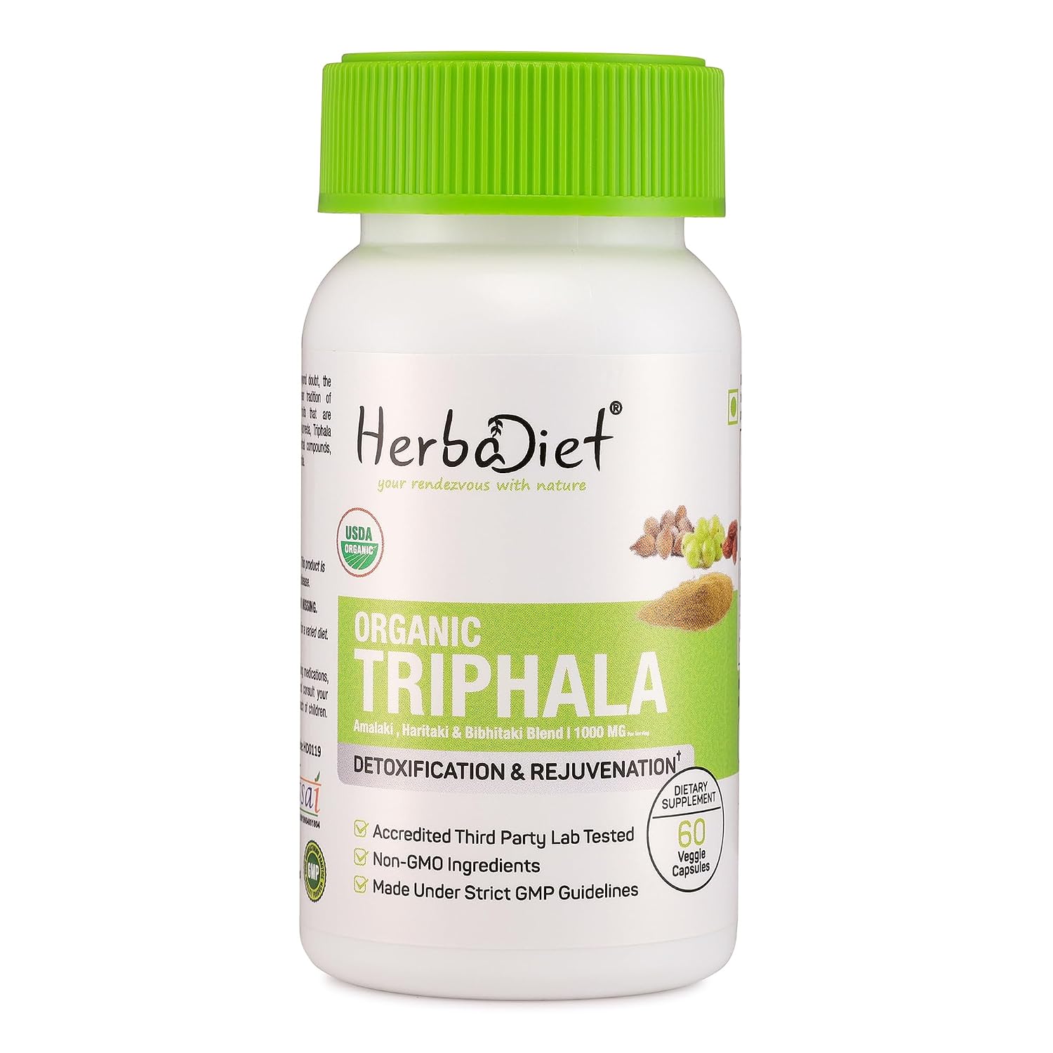 Organic Triphala 60 Capsules | Made with Organic Amla, Haritaki ...