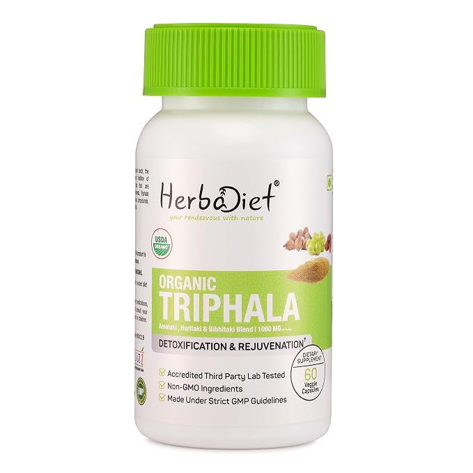 Organic Triphala 60 Capsules | Made with Organic Amla, Haritaki ...