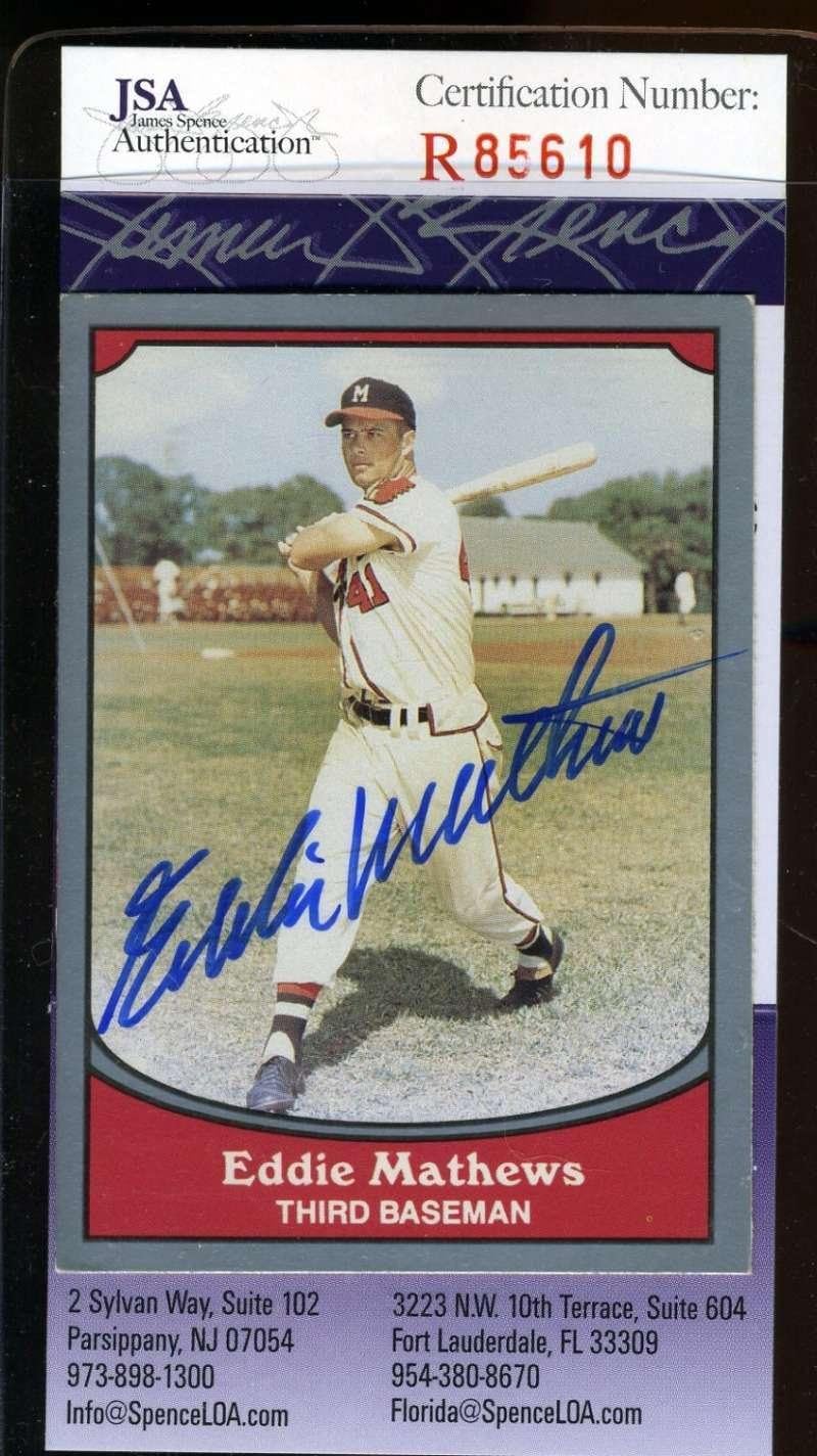 EDDIE MATHEWS COA Autographed 1988 PACIFIC Authentic Hand Signed - JSA ...