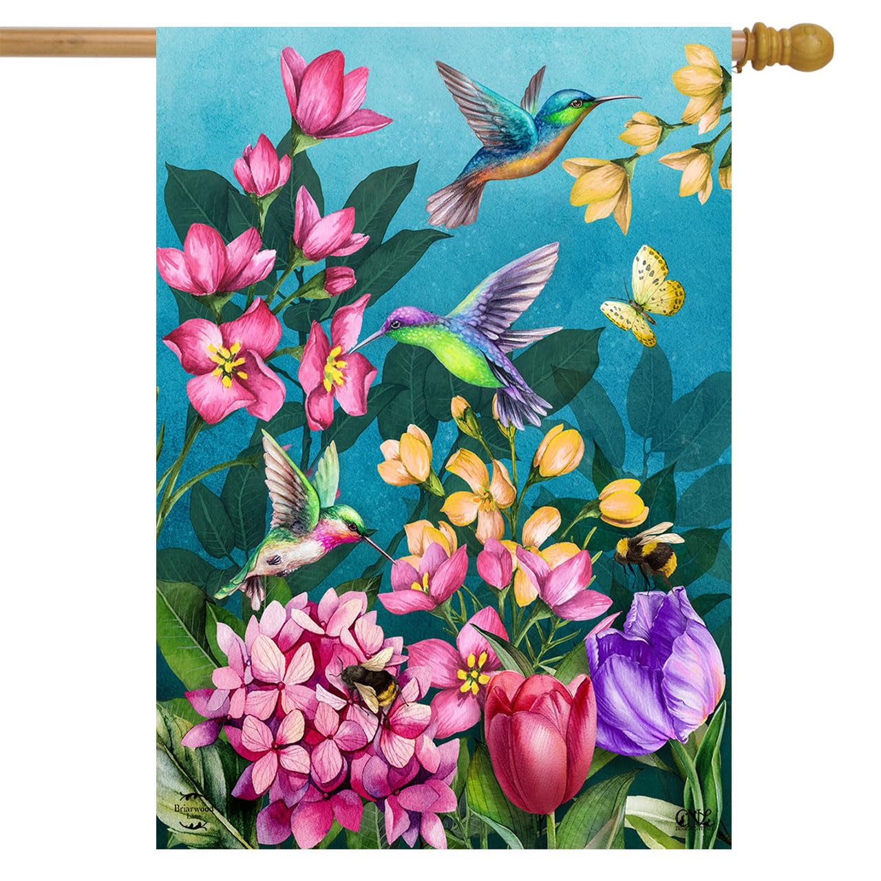 Amazon.com : Springtime Hummingbirds Spring House Flag 40" x 28 ...