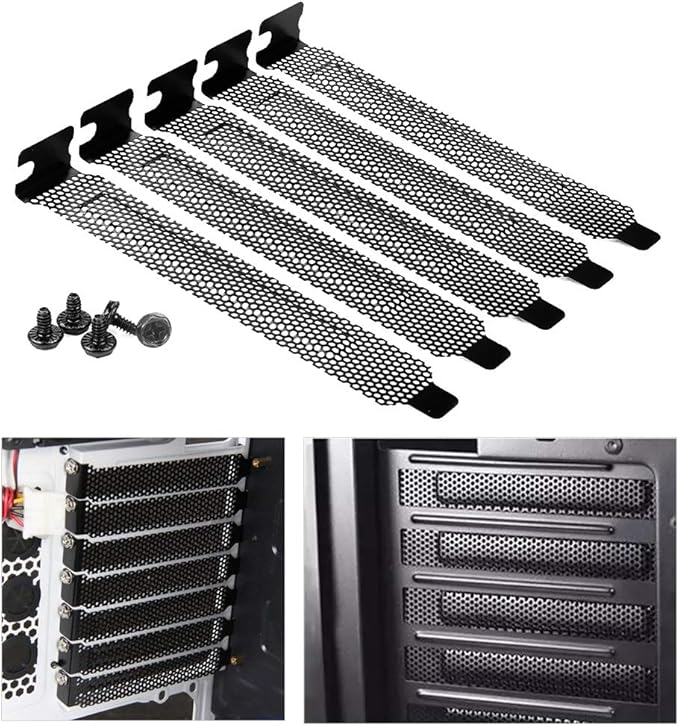 YCDC 5 Pack Black PCI Slot Covers,Hard Steel Dust Filter Blanking Plate ...