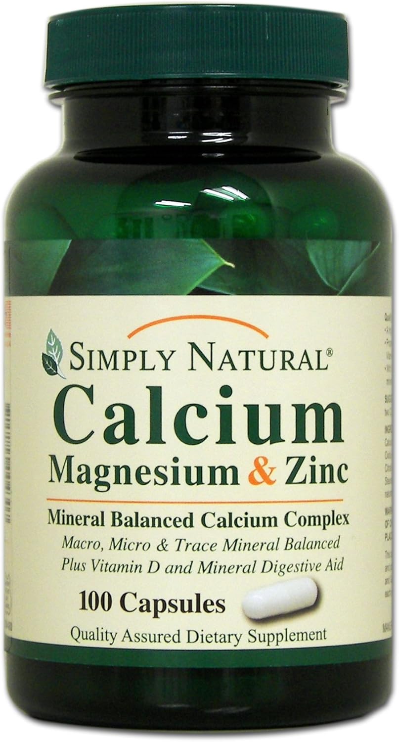 Amazon.com: Simply Natural Calcium Magnesium & Zinc, 100 Capsules ...