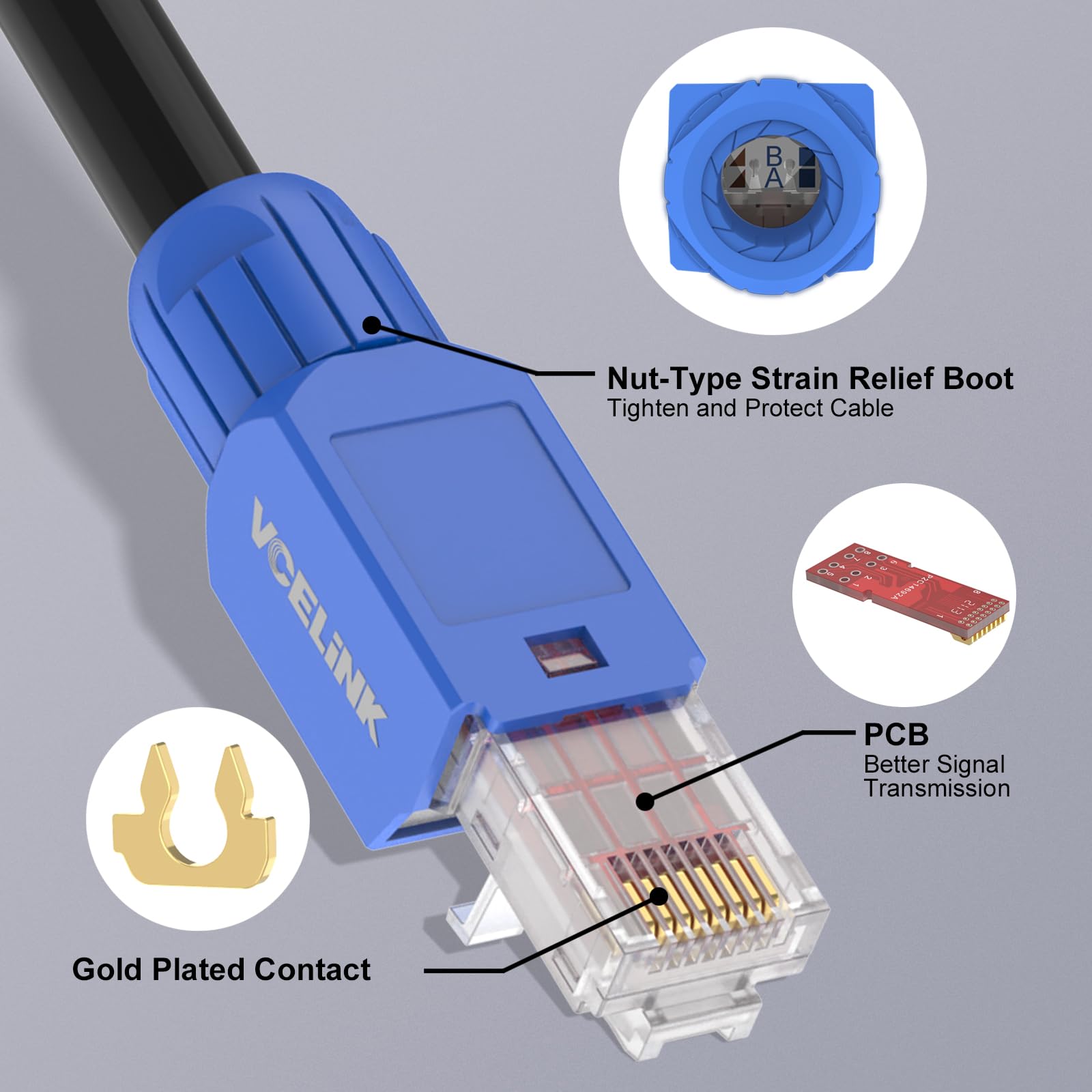Snapklik.com : RJ45 Connector Tool-Free, CAT6 Field Termination Plug ...