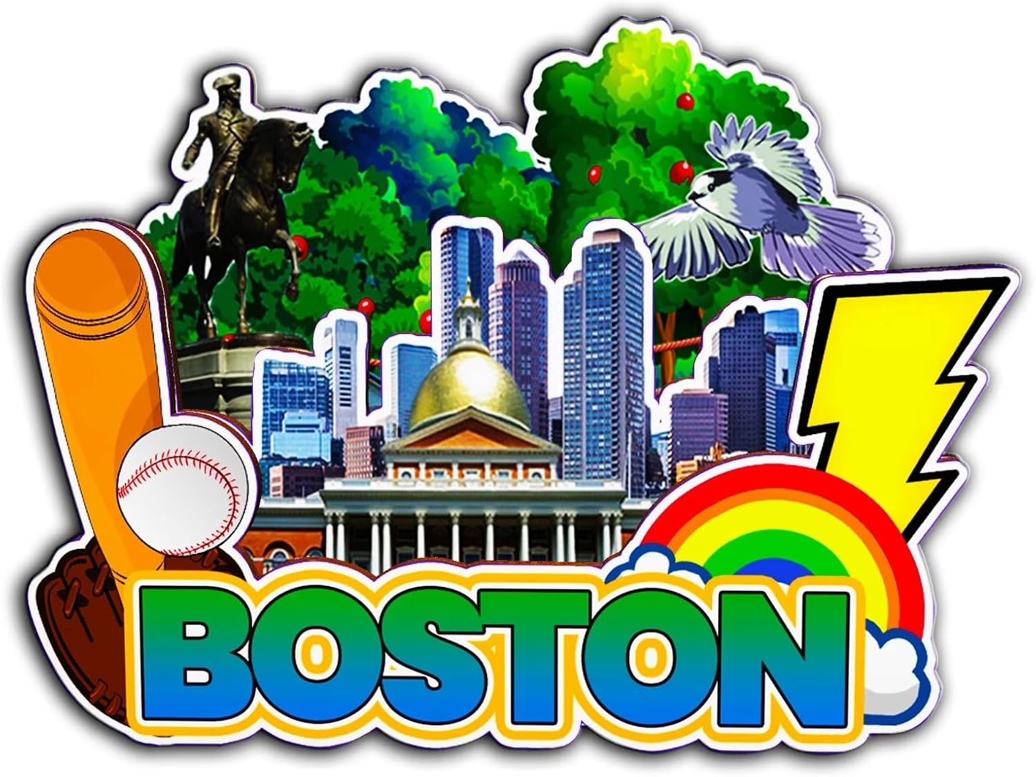 Amazon.com: Boston Massachusetts USA Magnet Fridge Magnet Wooden 3D ...