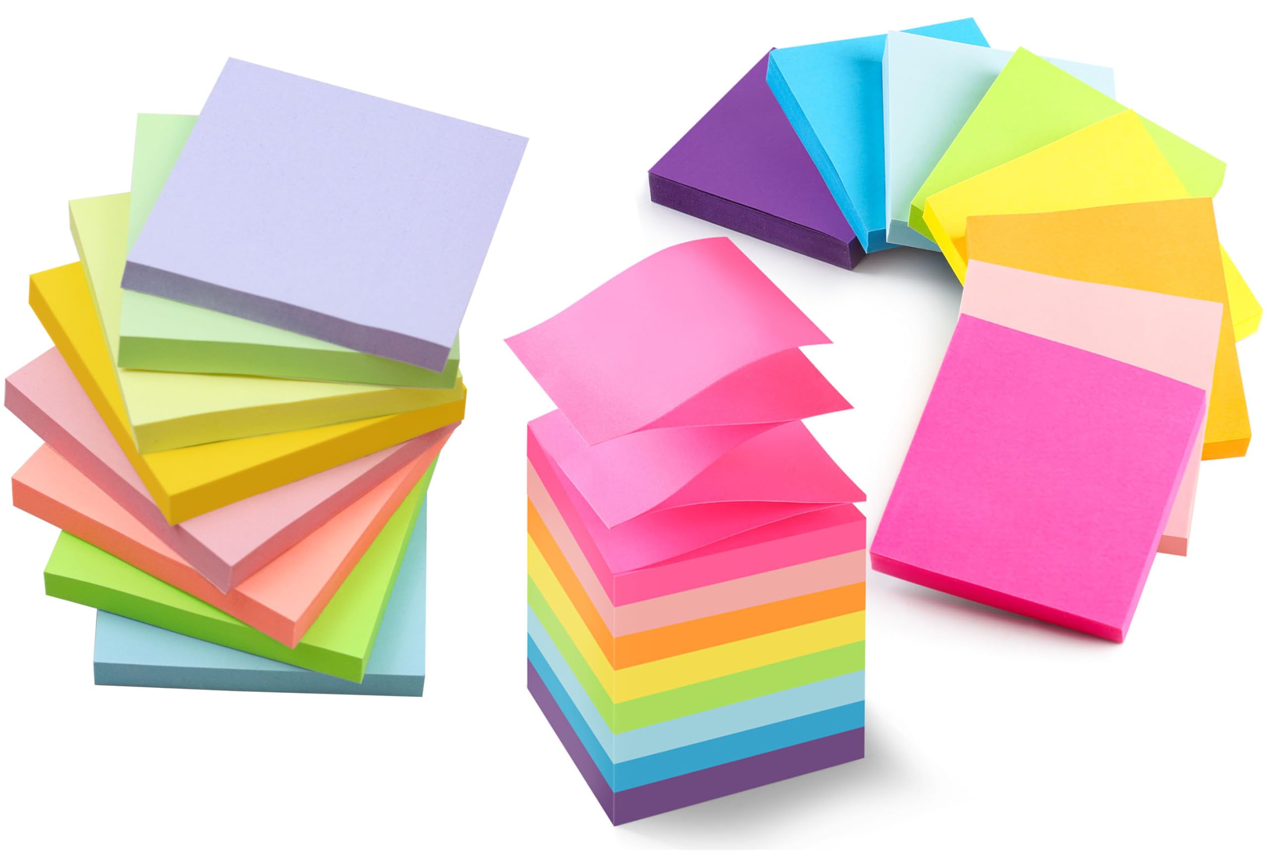 Amazon.com : 3x3 Pastel Sticky Notes and 3x3 in Pop-up Sticky Notes ...