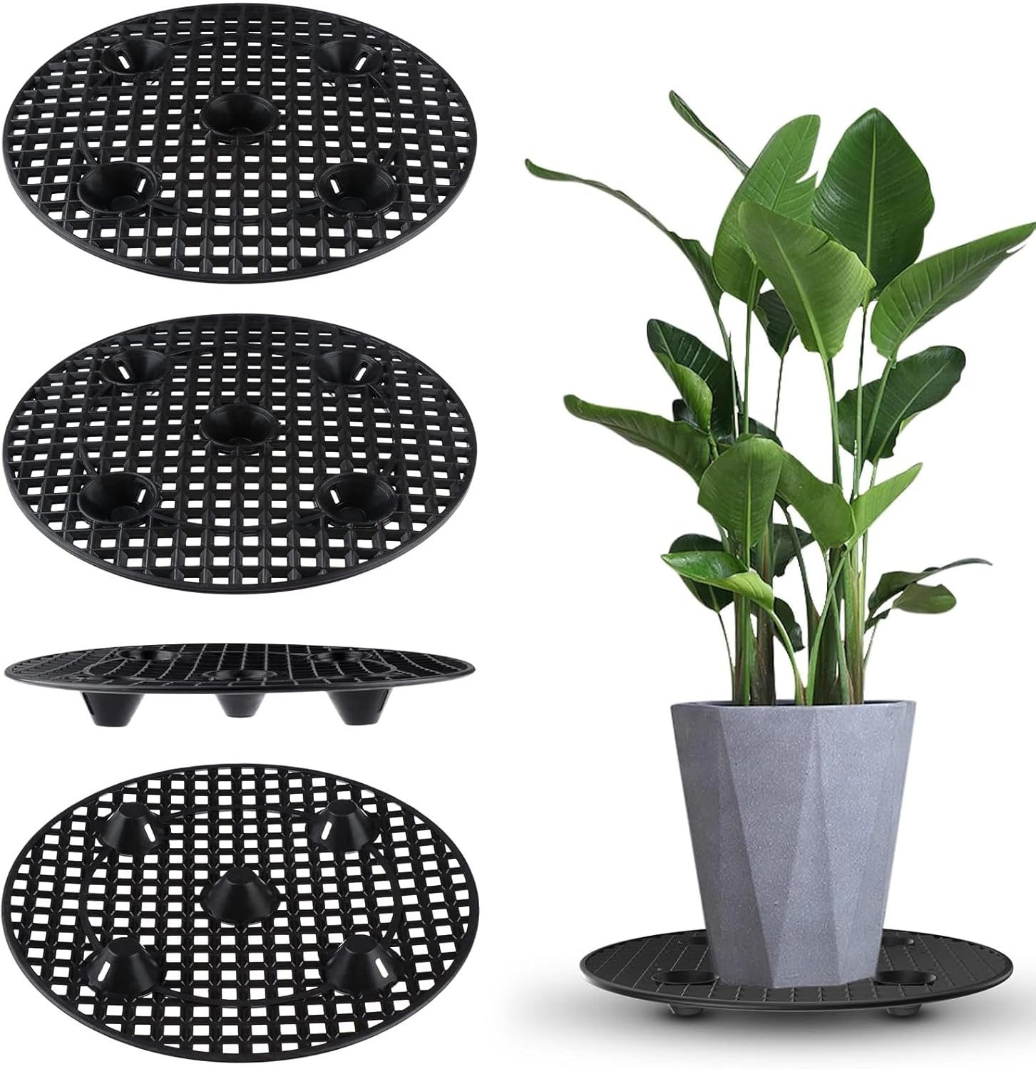 TAMUNI Plant Pot Stand - Set of 4 Plastic Plant Pot Elevators, 15.7 ...