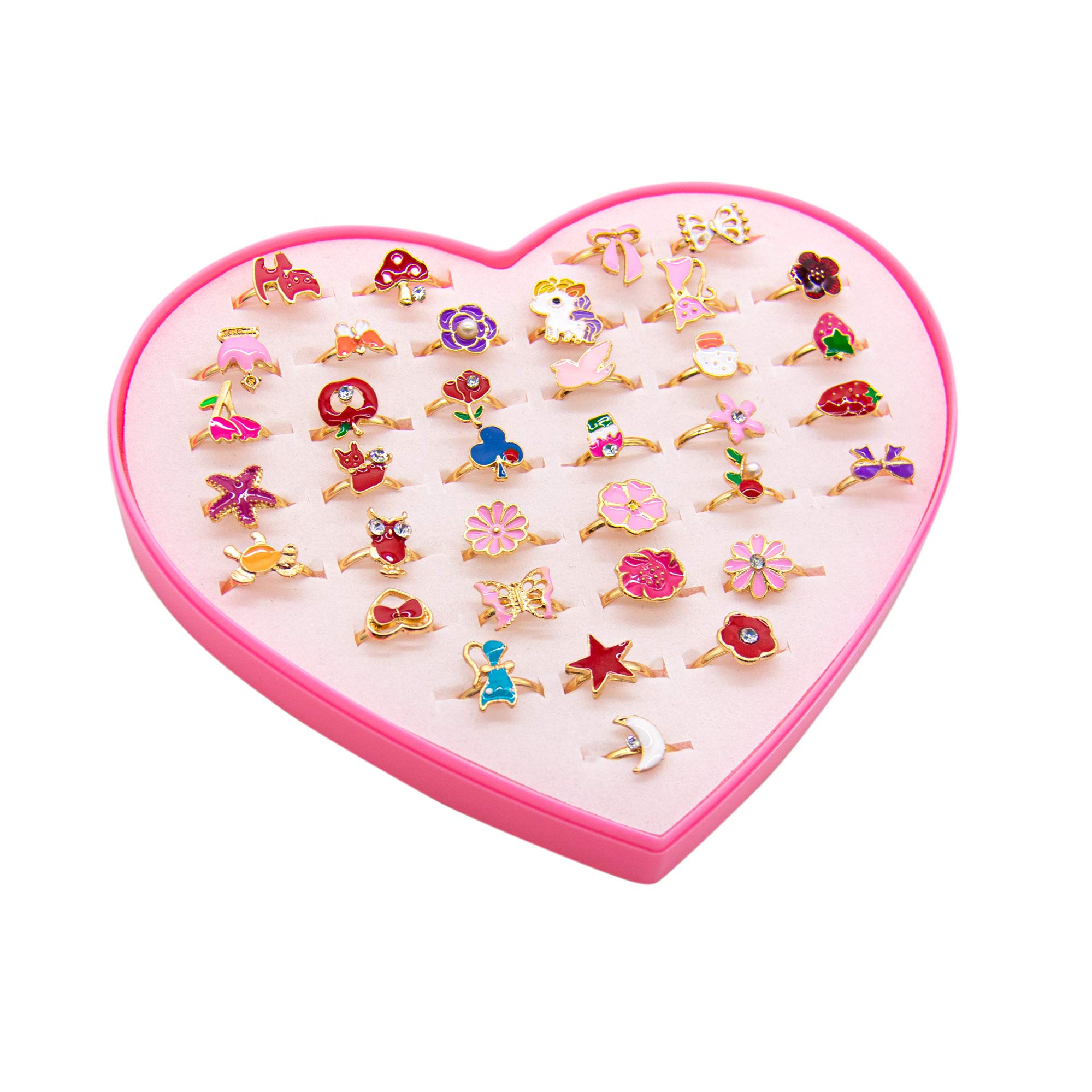 Buy AUEAR, 36 Pack Girl Jewelry Rings Adjustable Rings in Box No ...