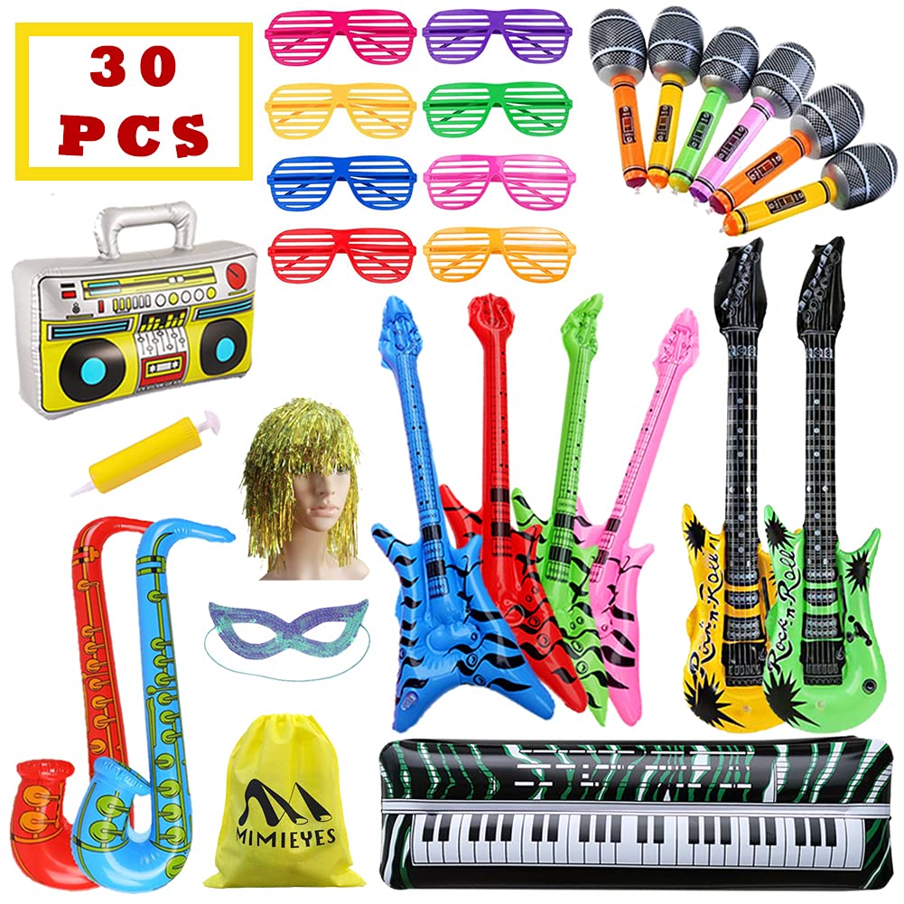 MIMIEYES Inflatable Rock Star Toy Set Inflatables Saxophone Guitar ...