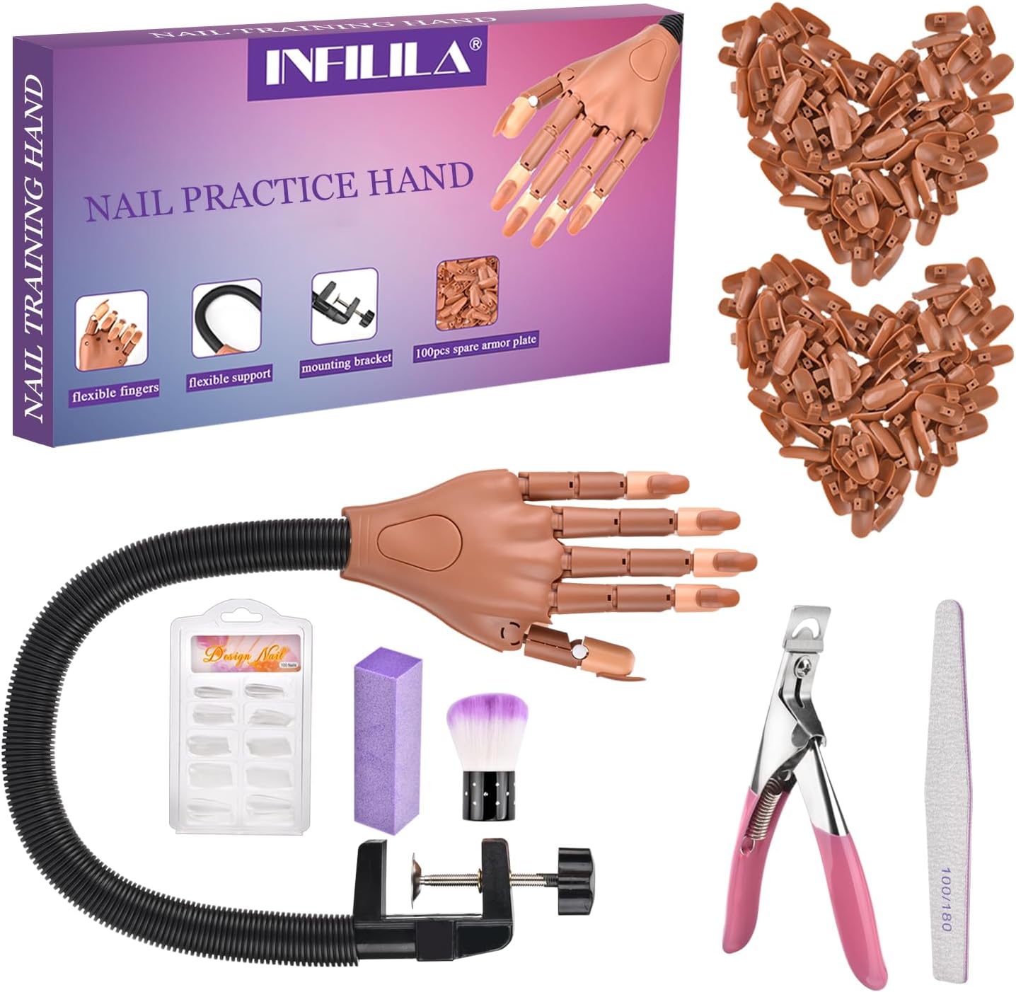 Amazon.com: Fcozpjk Practice Hand for Acrylic Nails, Flexible ...