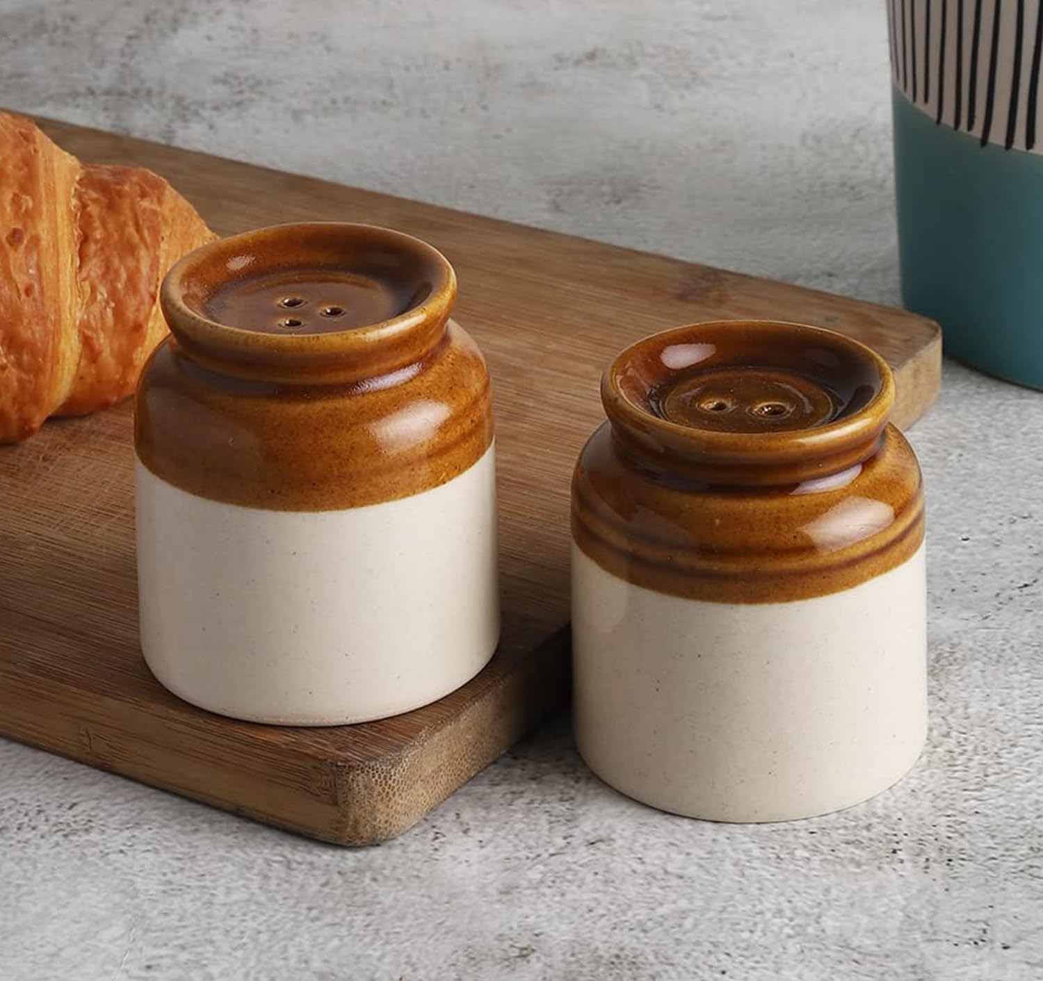 Buy EK DO DHAI Earthy Ceramic Salt & Pepper Shaker | Dispenser with ...