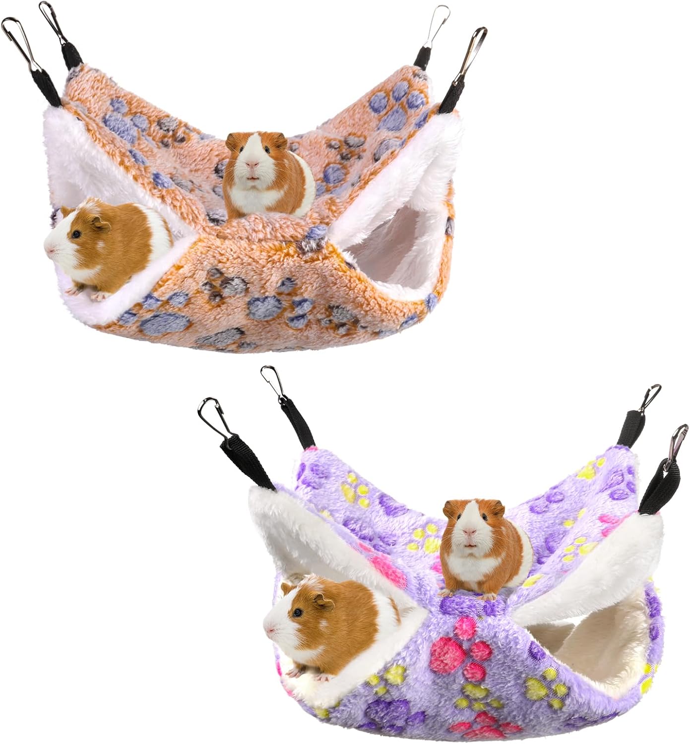 Provone 2Pcs Rat Hammocks for Cage, 2-Layer Warm Chinchilla Hanging Bed ...