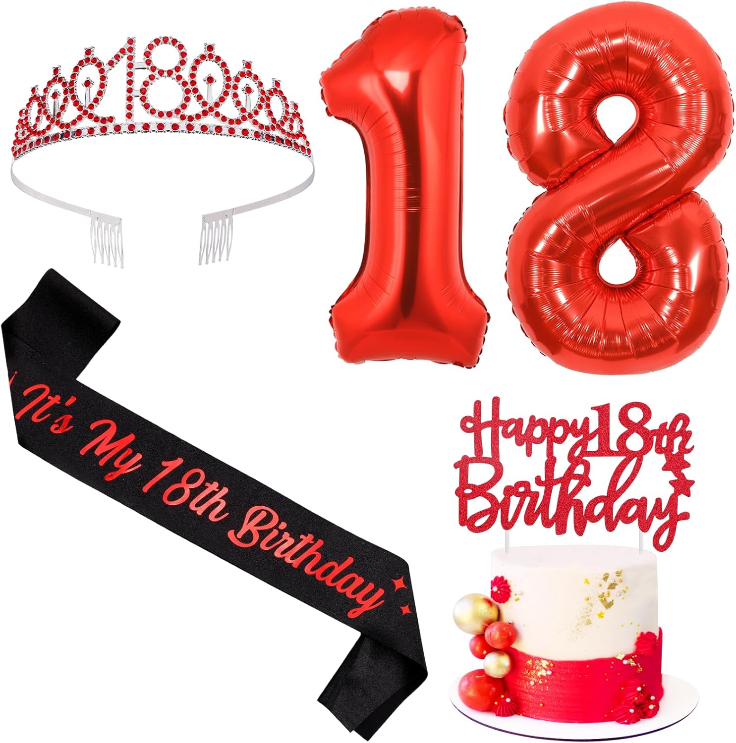 Amazon.com: Sursurprise Red and Black 18th Birthday Decorations for ...