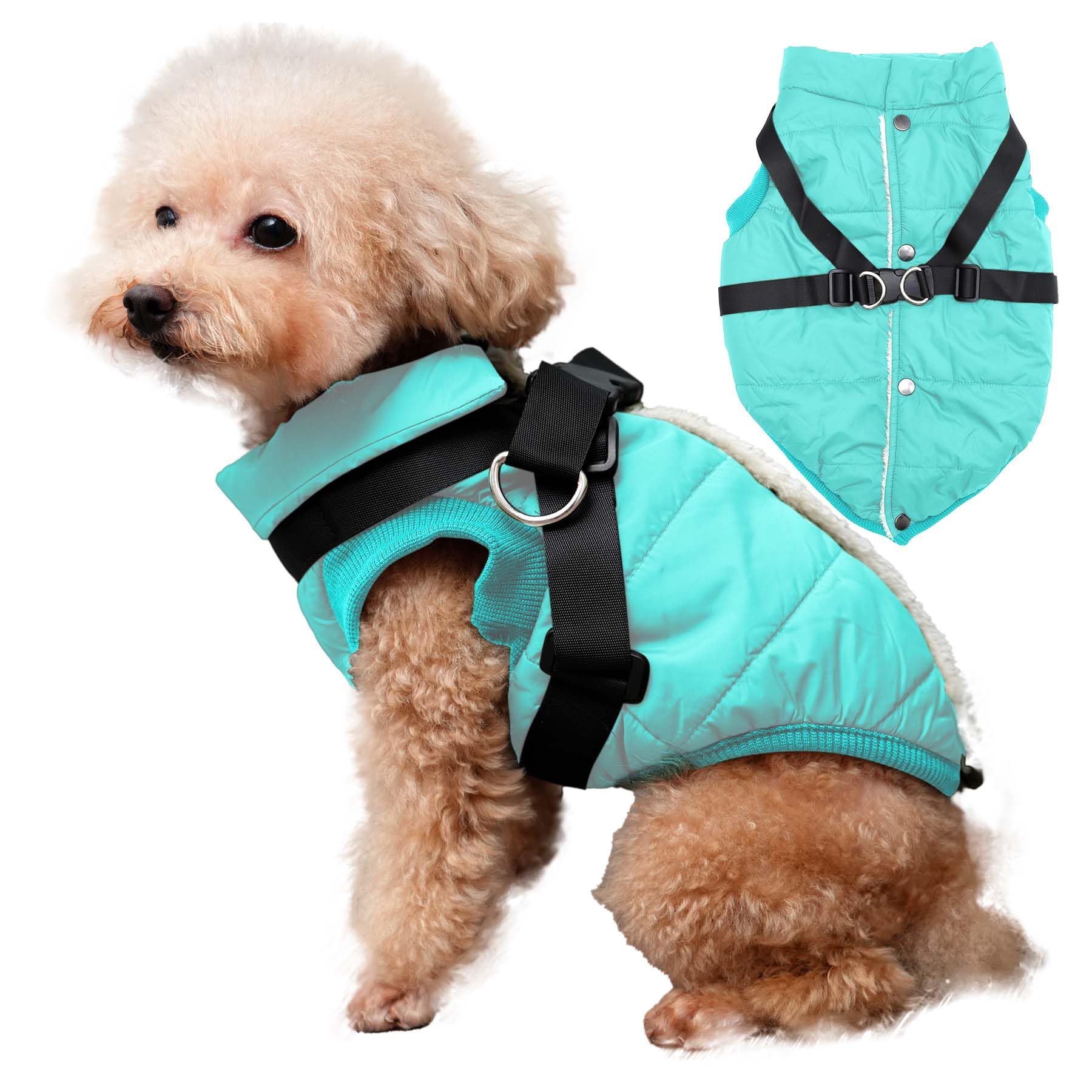 Amazon.com : JoyDaog Dog Jacket with Harness,Fleece Lined Warm Puppy ...