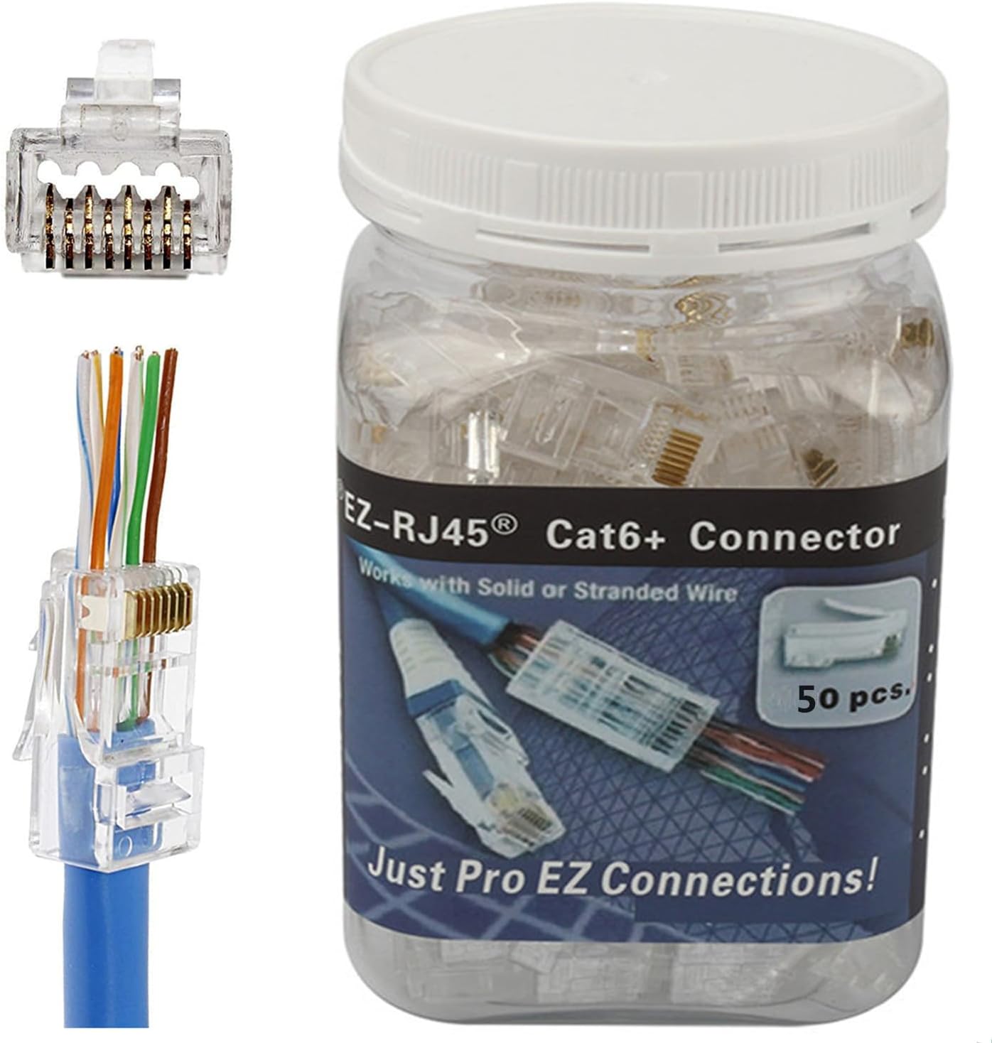 Conector RJ45 CAT6 – Conector Modular de Ethernet 8P8C Chapado en Oro ...