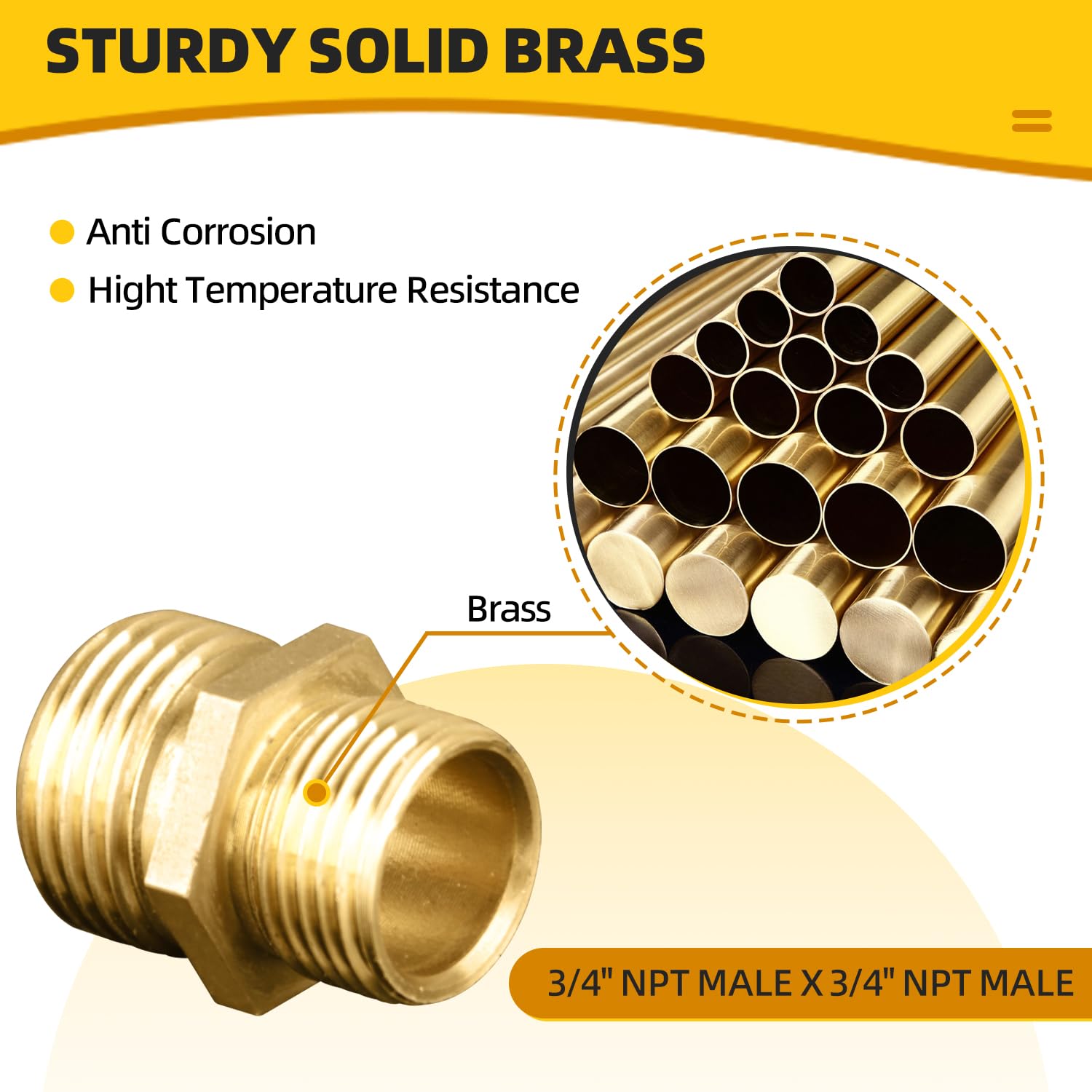 Snapklik.com : 2Pack 3/4 Brass Pipe Fittings Male Hex Metal NPT Pipe ...