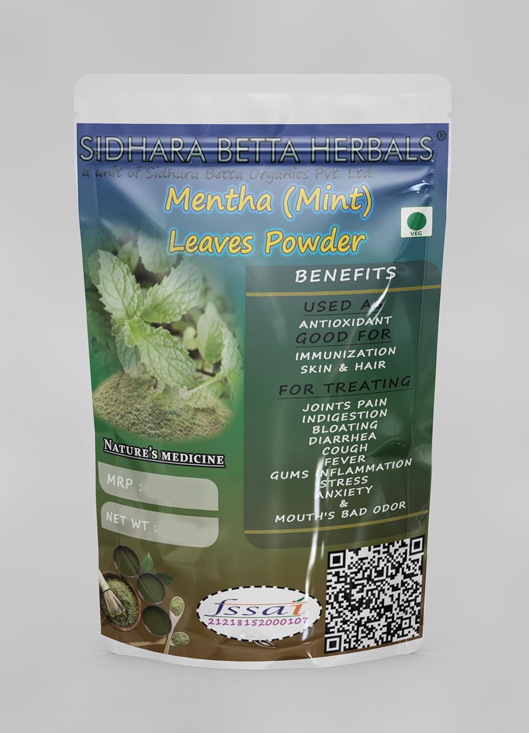 SIDHARA BETTA HERBALS Mentha (Mint) Leaves Powder 15 Grams |Pack Of 1 ...
