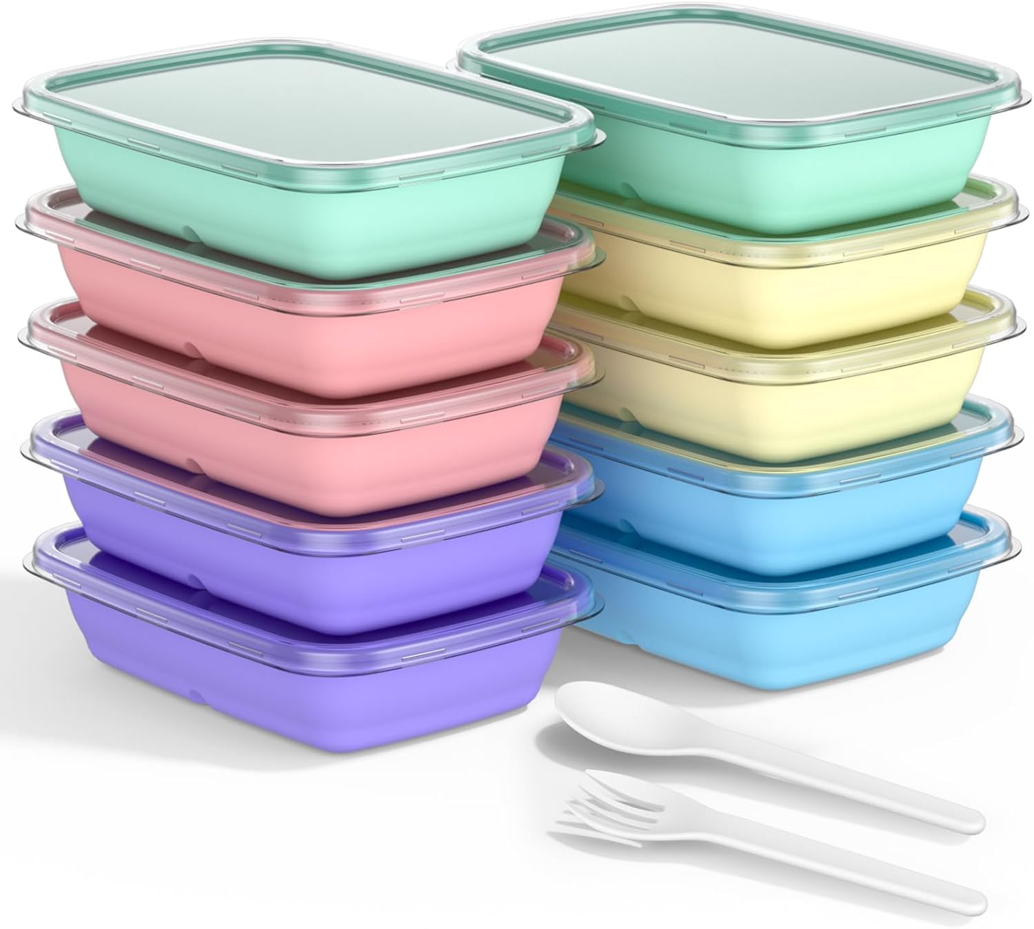 Amazon.com: 10 Pack Bento Lunch Box, Meal Prep Container, Snack Box ...
