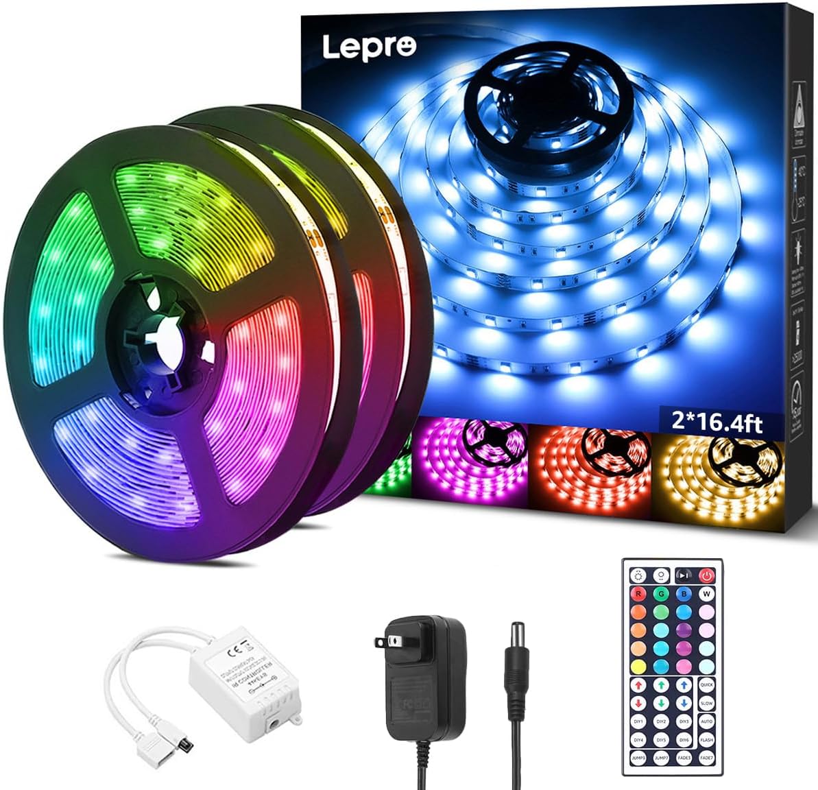 Amazon.com: phopollo 16.4ft Waterproof Led Strip Lights, 5050 RGB LED ...