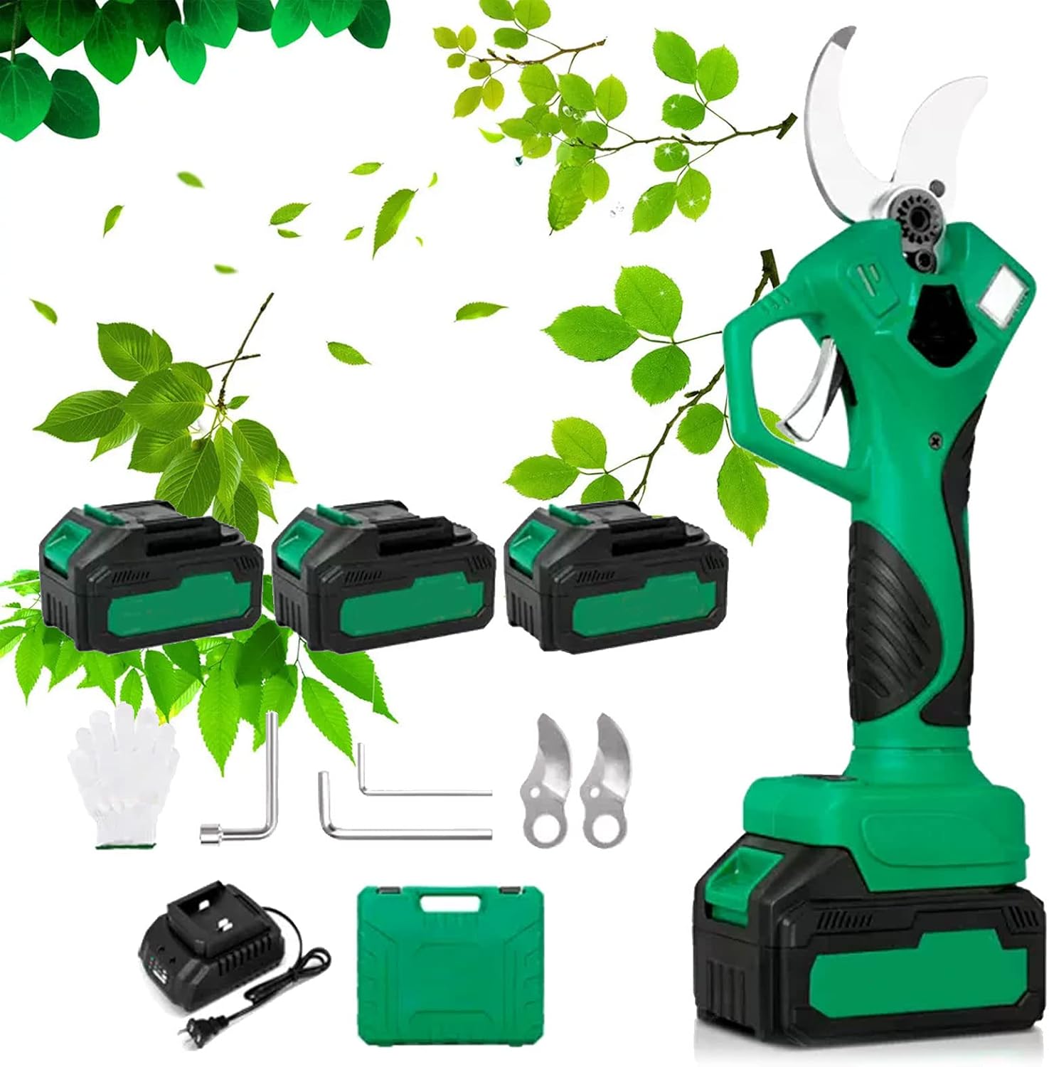 Electric Pruning Shear 21V Cordless Brushless Pruner Battery Powered ...