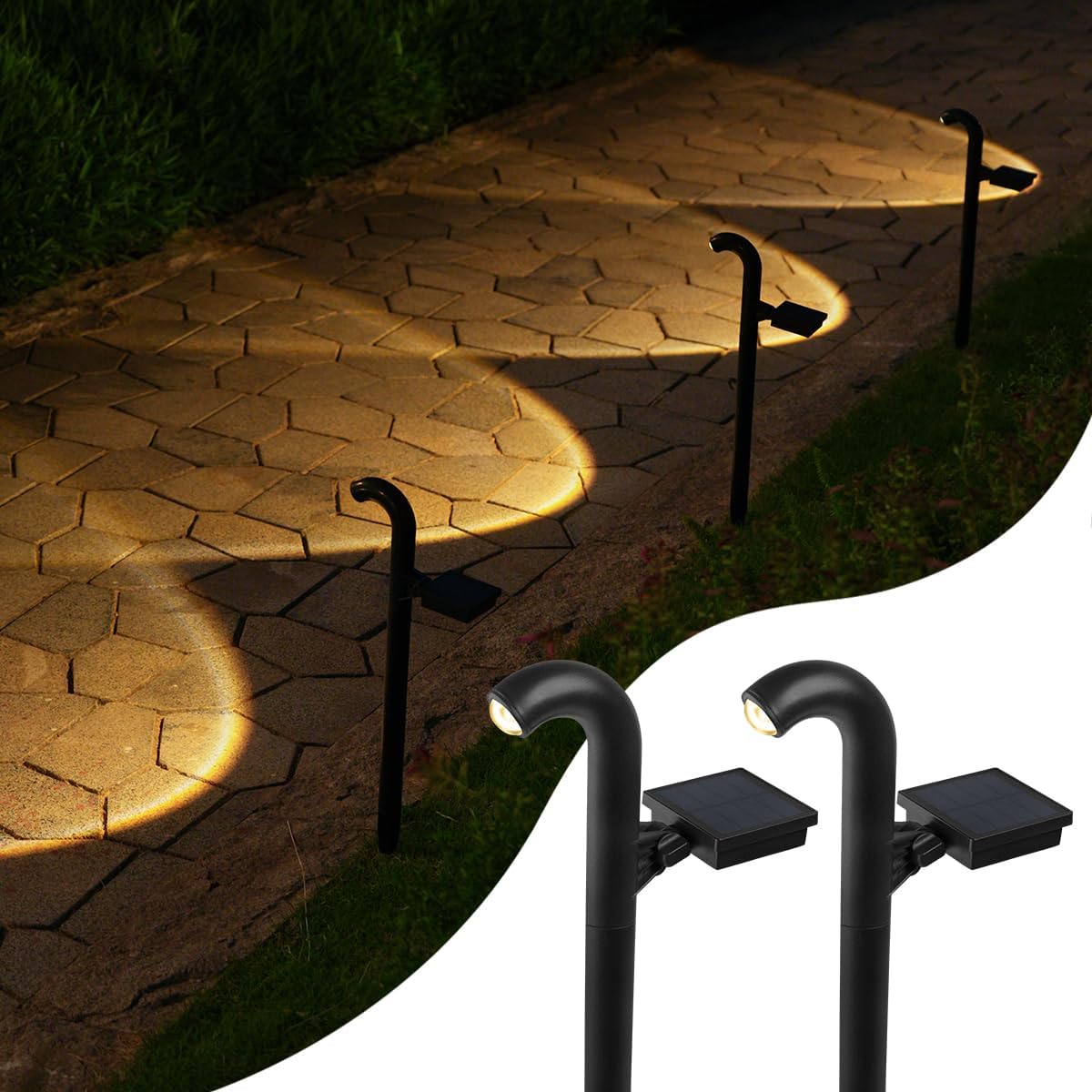 Mrzxy Solar Pathway Lights Outdoor LED Waterproof 3000K Convex Lens for ...