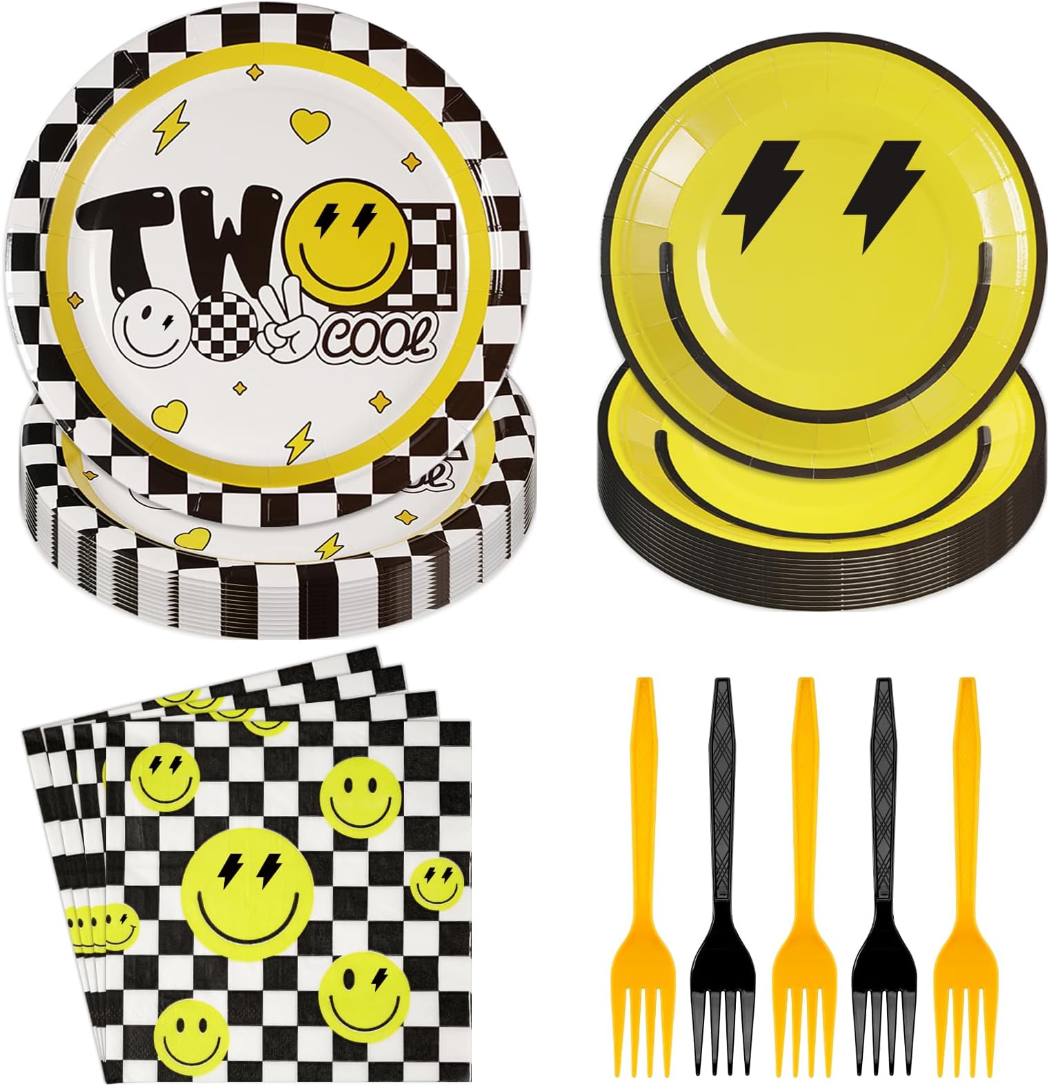 Amazon.com: 96 Pcs Neon Rainbow Leopard Birthday Tableware Set Girl's ...