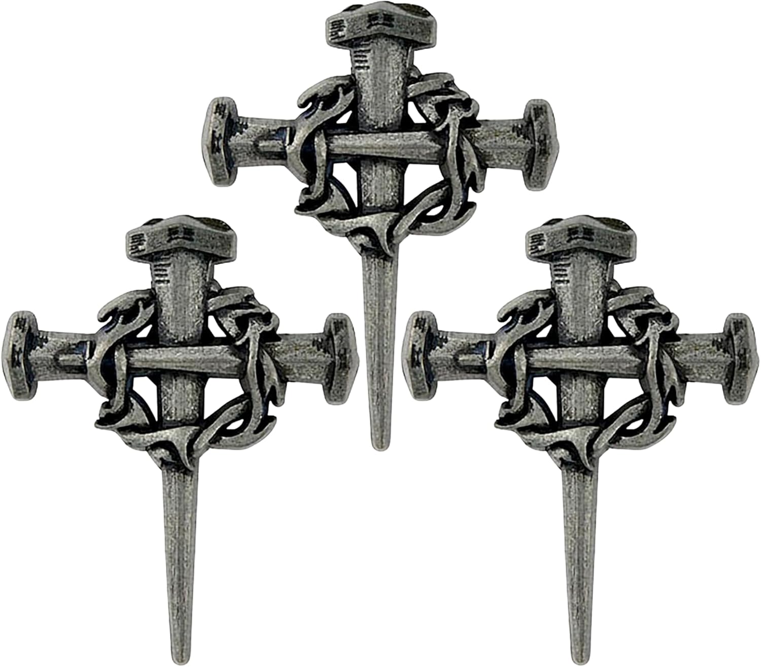 Amazon.com: Needzo Nail Cross with Crown of Thorns Lapel Pin, Lenten ...