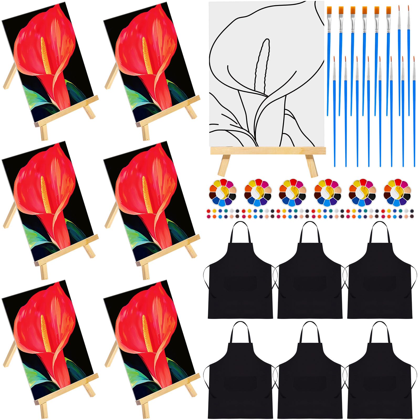 Amazon.com: Motipuns 6 Set Pre Drawn Canvas Painting Set Sip and Paint ...