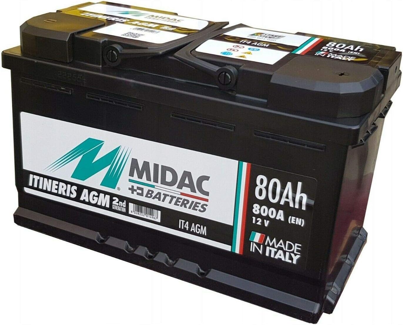 Exide EK800 Stop Start 12V 80Ah 800A TYPE 115 AGM VRLA Car Battery - No ...