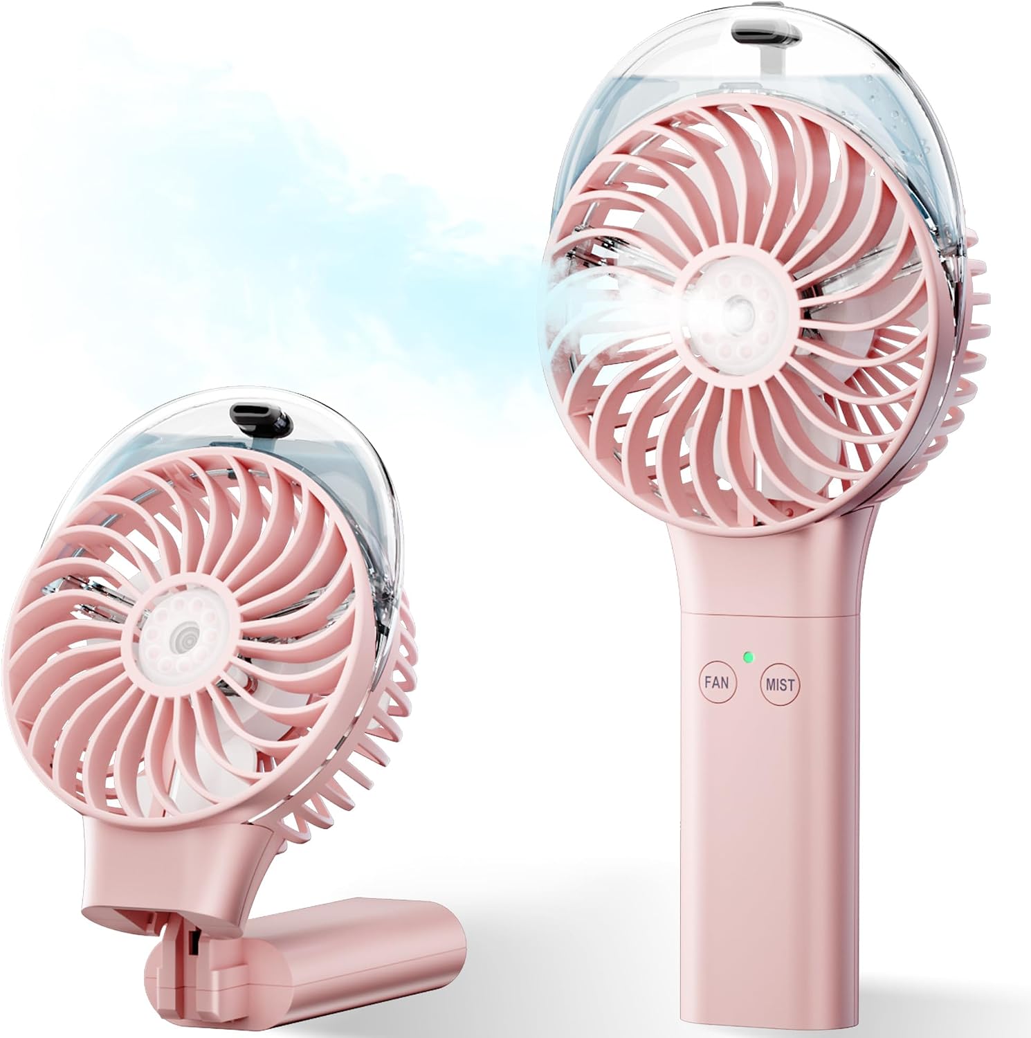 2026 Upgraded Portable Handheld Misting Fan - 180° Foldable Mini ...