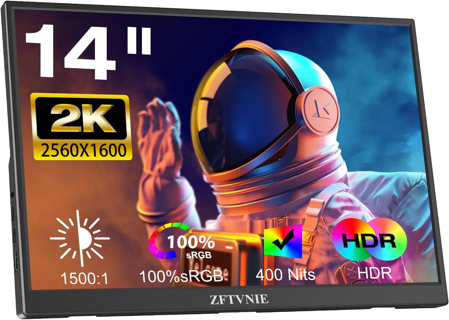 Amazon.com: ZFTVNIE Portable Monitor, 14“ 2K Full HD 2560×1600P Travel ...