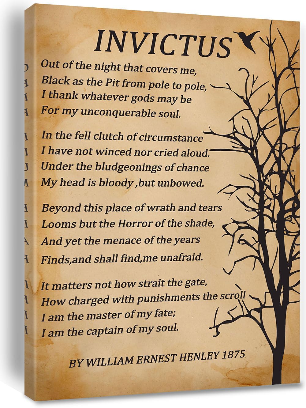 Amazon.com: Invictus Print Canvas Inspirational Wall Art Home Office ...