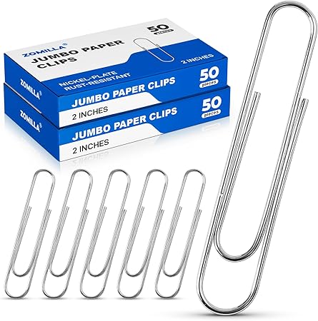 Amazon.com: Zomilla Paper Clips Large, 100pcs 2 Inches Jumbo Paper ...