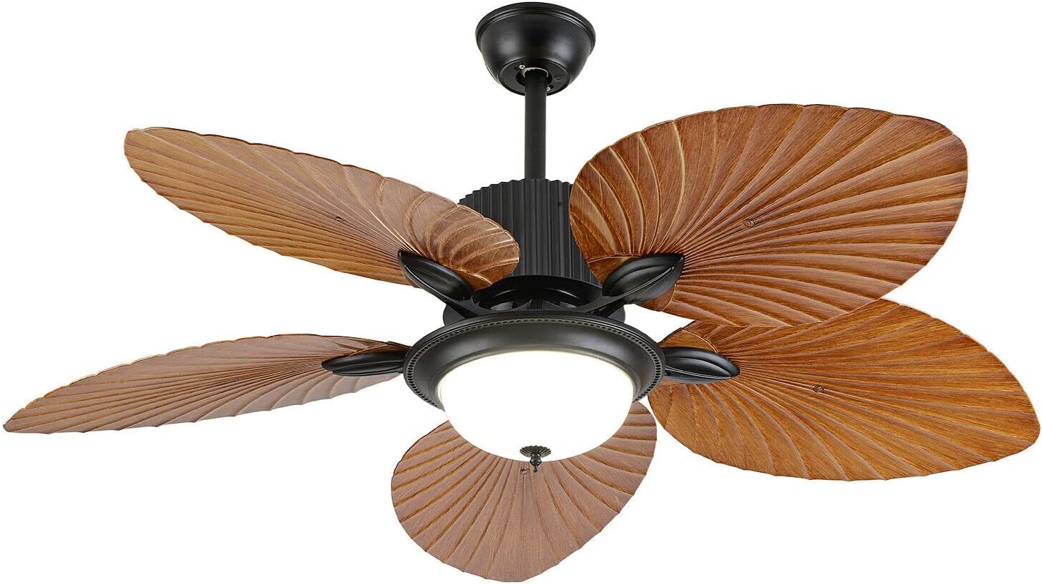 Tropical Ceiling Fans with Light 52 inch Palm Leaf Ceiling Fan Wood ...