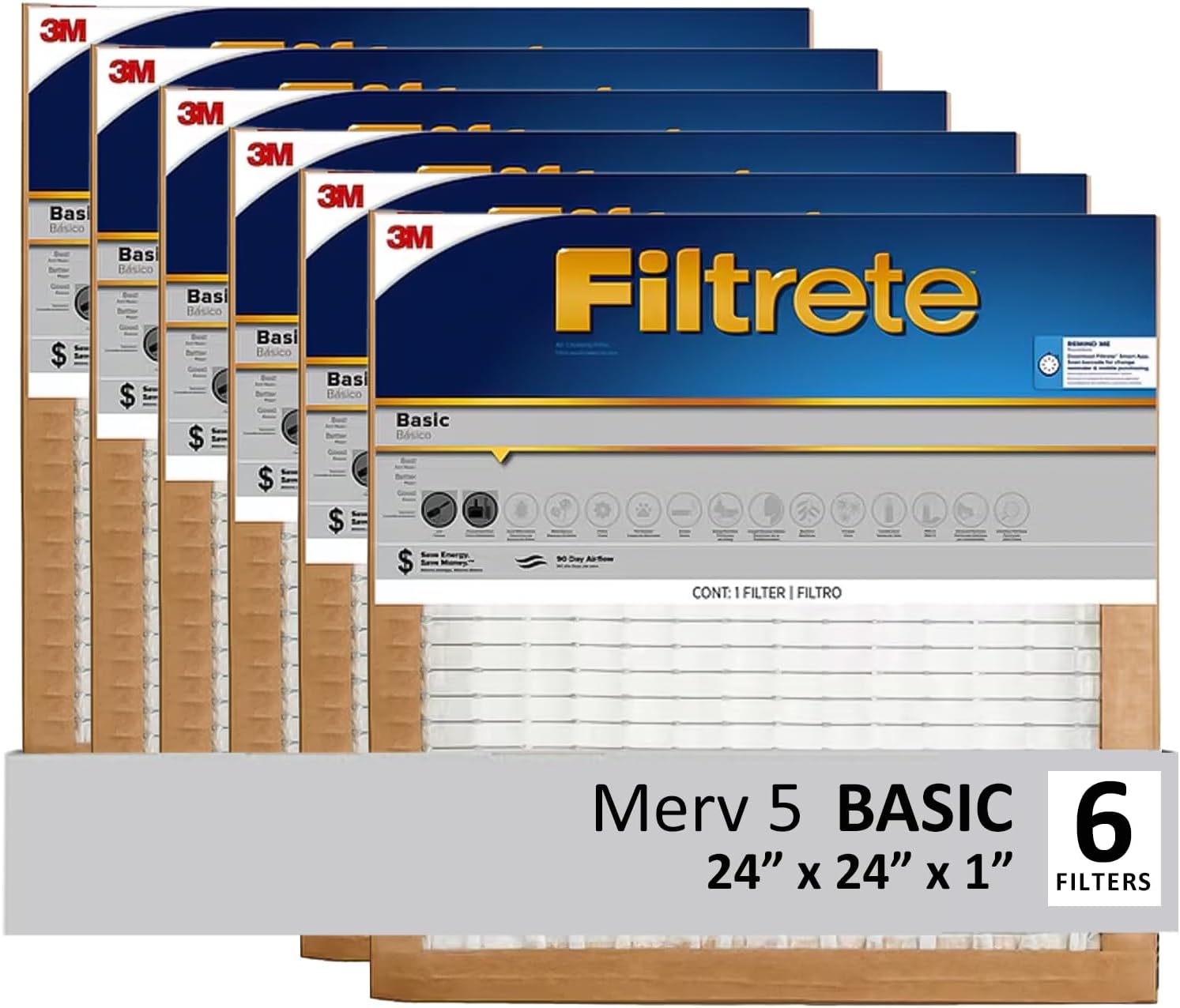 AAF Flanders EZ Flow II 24 in. H x 24 in. W x 1 in. D Fiberglass 4 MERV ...