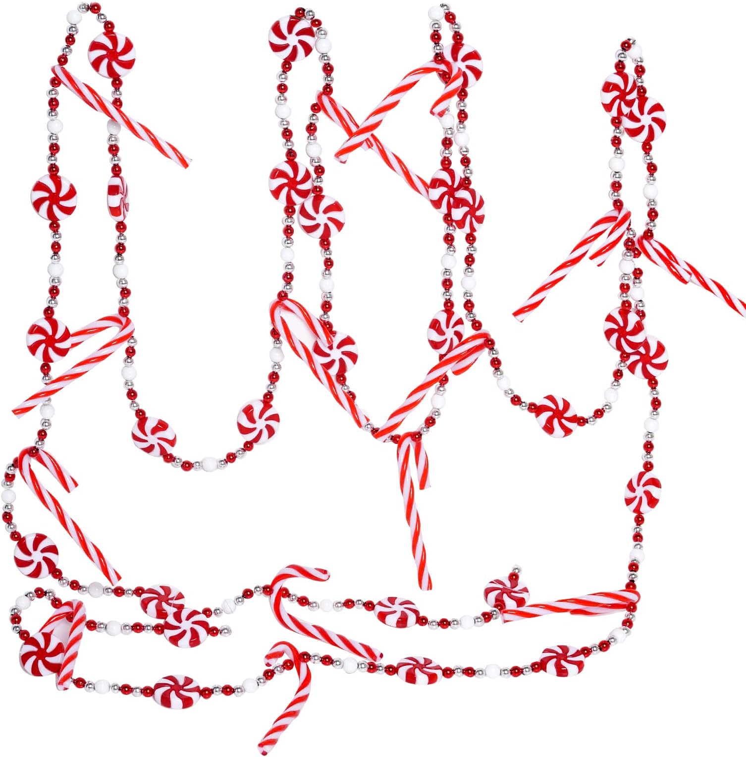 Amazon.com: WILLBOND 48 Pcs Christmas Candy Canes Candy Swirl Garland ...