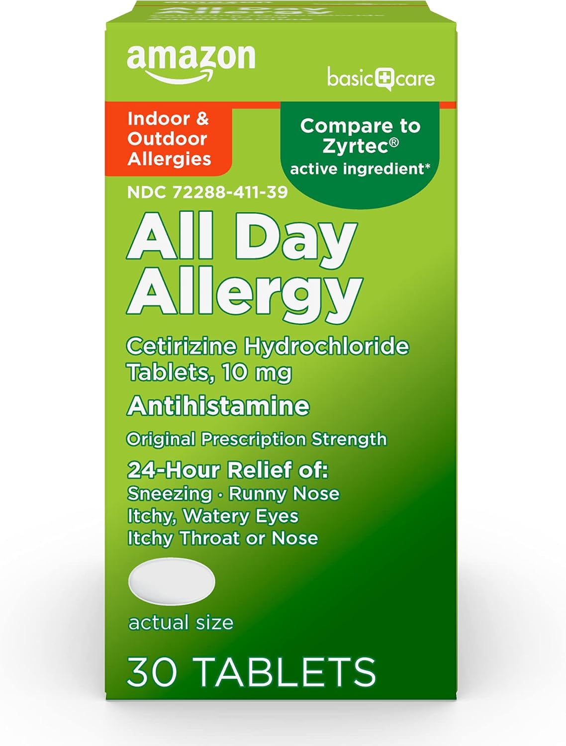 Amazon.com: Amazon Basic Care All Day Allergy, Cetirizine Hydrochloride ...