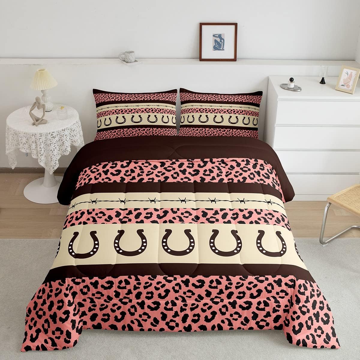 Amazon.com: Leopard Bedding Set Full Size Cheetah Comforter Set for ...