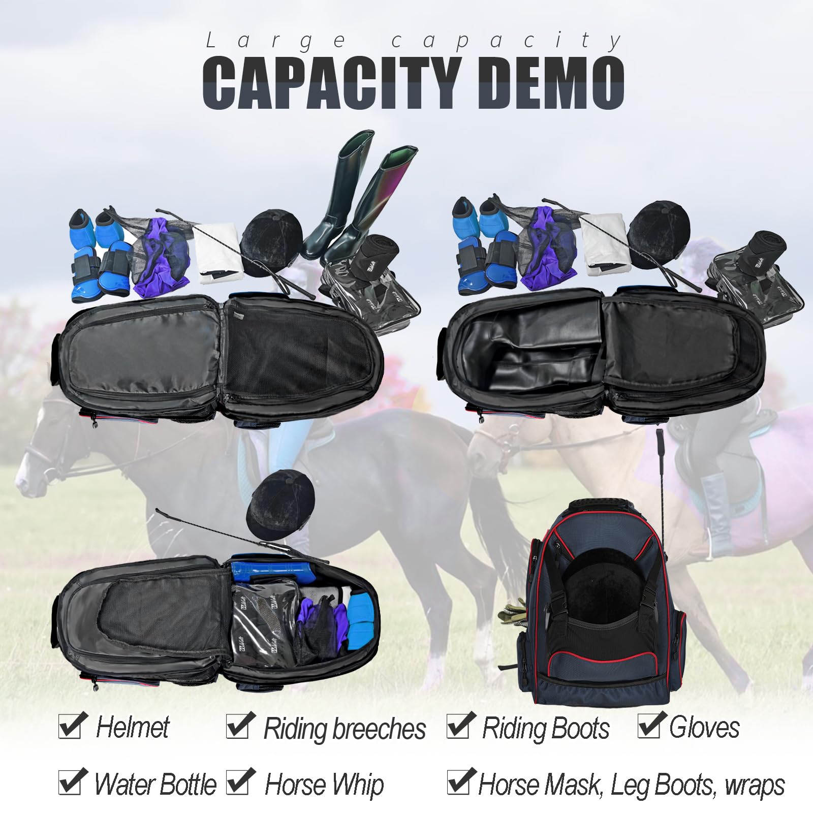 Snapklik.com : Large Capacity Equestrian Horse Riding Gear Horseback ...