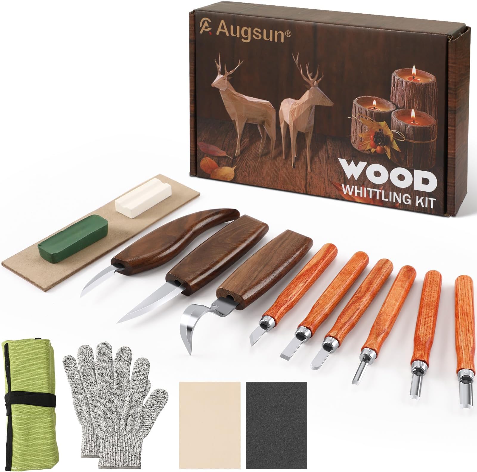 Amazon.com: AUGSUN Wood Carving Kit, 17 Pack Wood Whittling Kit Hand ...
