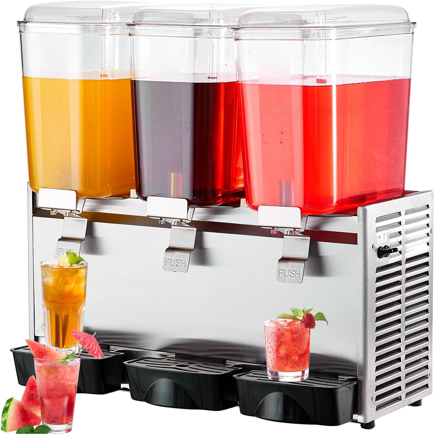 Amazon.com | VEVOR Commercial Beverage Dispenser, 20.4 Qt 18L 3 Tanks ...