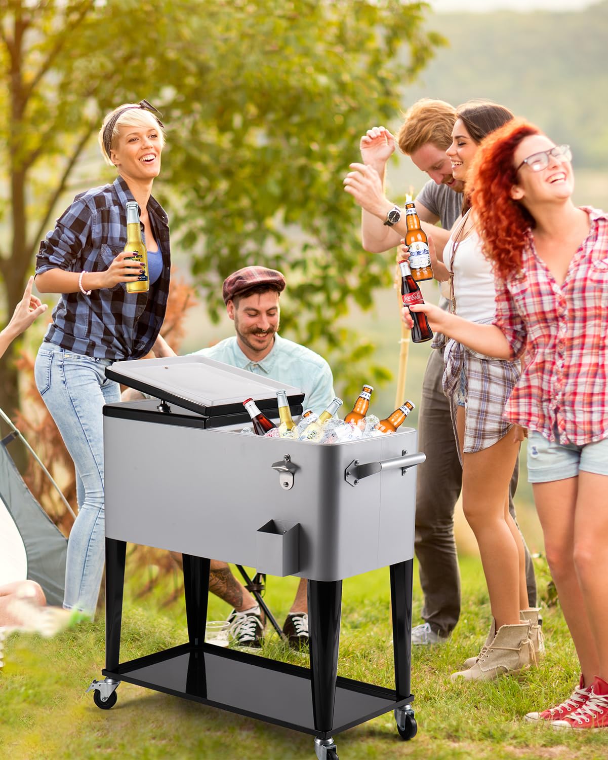 Snapklik.com : Rotayi Portable Cooler Cart, 80 Quart Rolling Cooler Cart