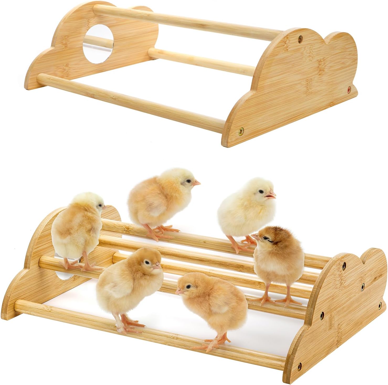Amazon.com : Frcctre 2 Pack Chicken Perch with Built-in Mirrors, Bamboo ...