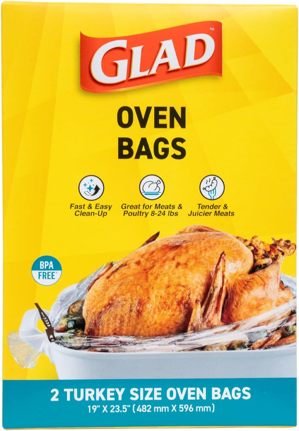 Amazon.com: Glad Turkey Size Oven Bags for Meats & Poultry 8-24 lbs ...