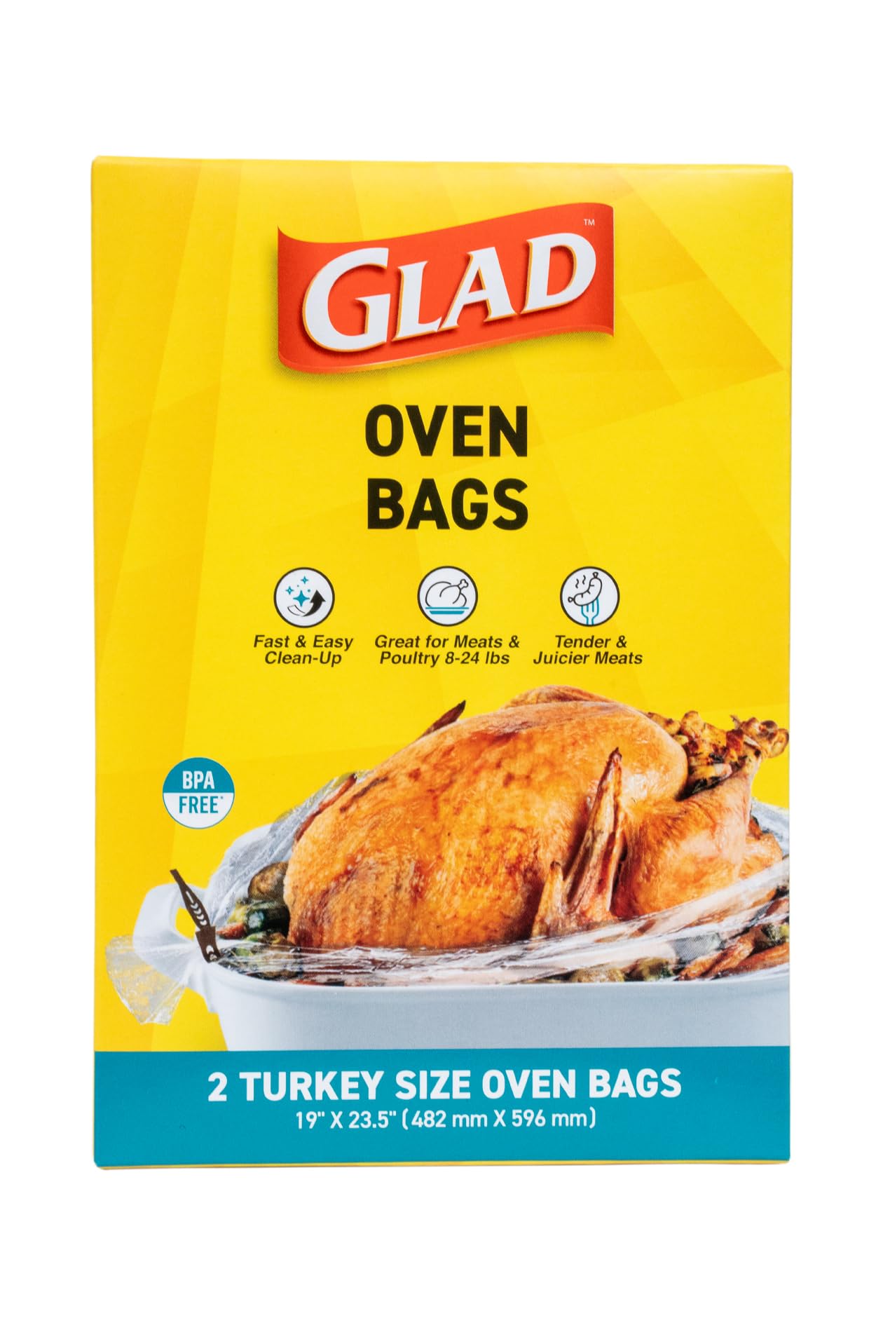 Amazon.com: Glad Turkey Size Oven Bags for Meats & Poultry 8-24 lbs ...
