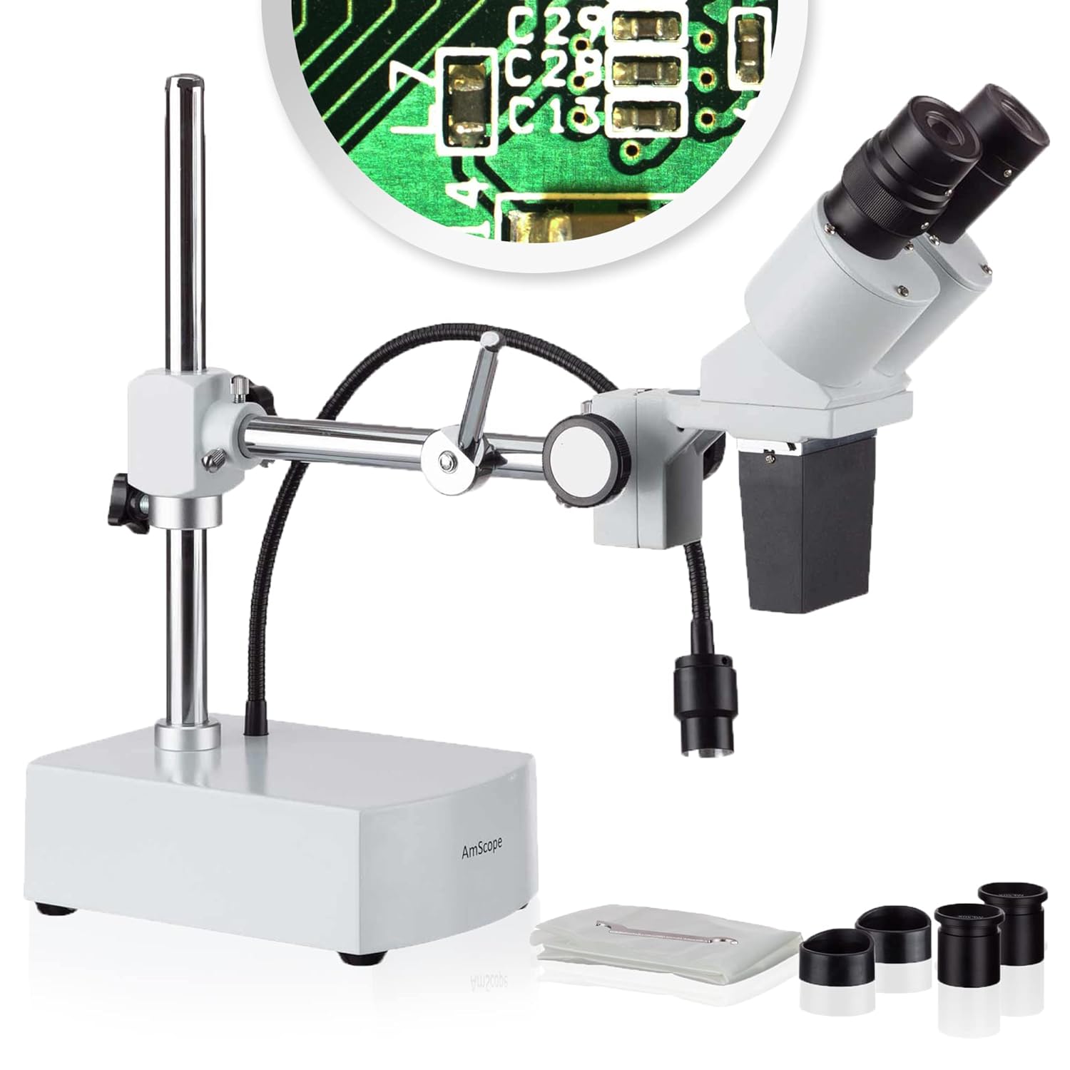 せんので AmScope 20X-40X Portable Stereo Microscope w/Deluxe 3D Insect ...