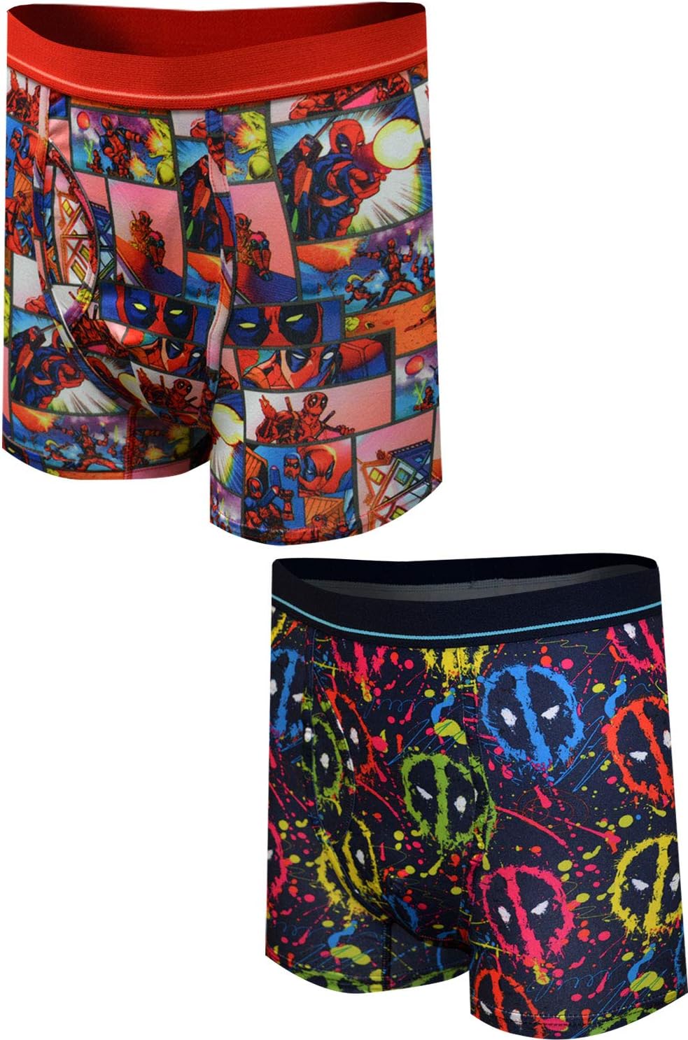 Marvel Deadpool Comics Logo Men's 2-Pack Boxer Briefs, Red/Navy, Large ...