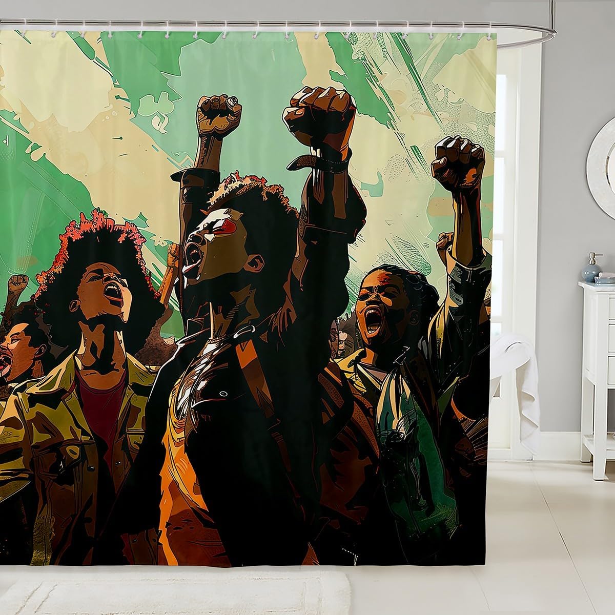 Amazon.com: Independence Day Shower Curtain American African Women Men ...