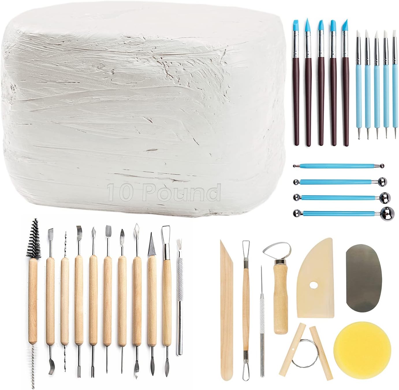 ReArt Natural Air-Dry Clay 10LBs with 23 Pcs Pottery Tools Clay ...
