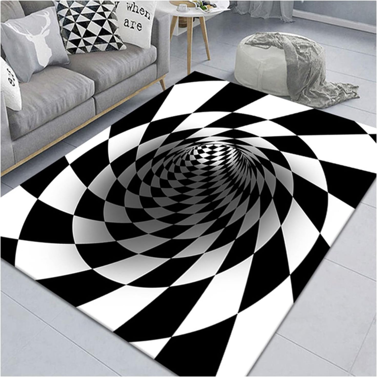 Amazon.com: 3D Carpet Bottomless Hole Optical Illusion Area Rug ...