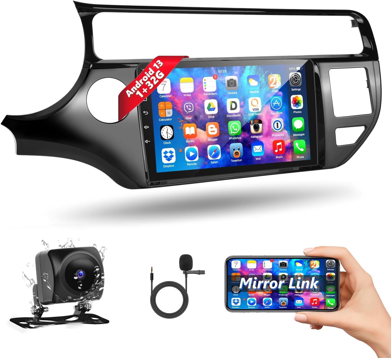 Amazon.com: Podofo [1+32G] Android 13 Car Stereo for KIA Rio 2015 2016 ...